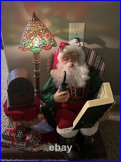 Vintage Animated Santa On Chair With Antique Radio And Tiffany Lamp ...